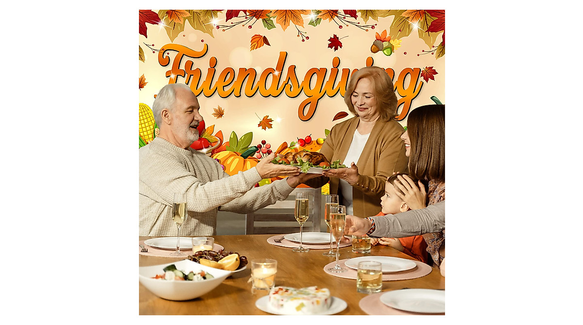 Large 71x43 Friendsgiving Backdrop for Party Decorations
