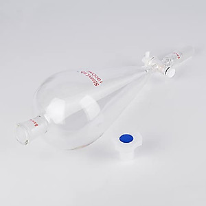 stonylab Separatory Funnel with PTFE Stopcock, 1000 ml Conical Pear-Shaped Heavy Wall Borosilicate Glass Separating Funnel with 24/40 Joints