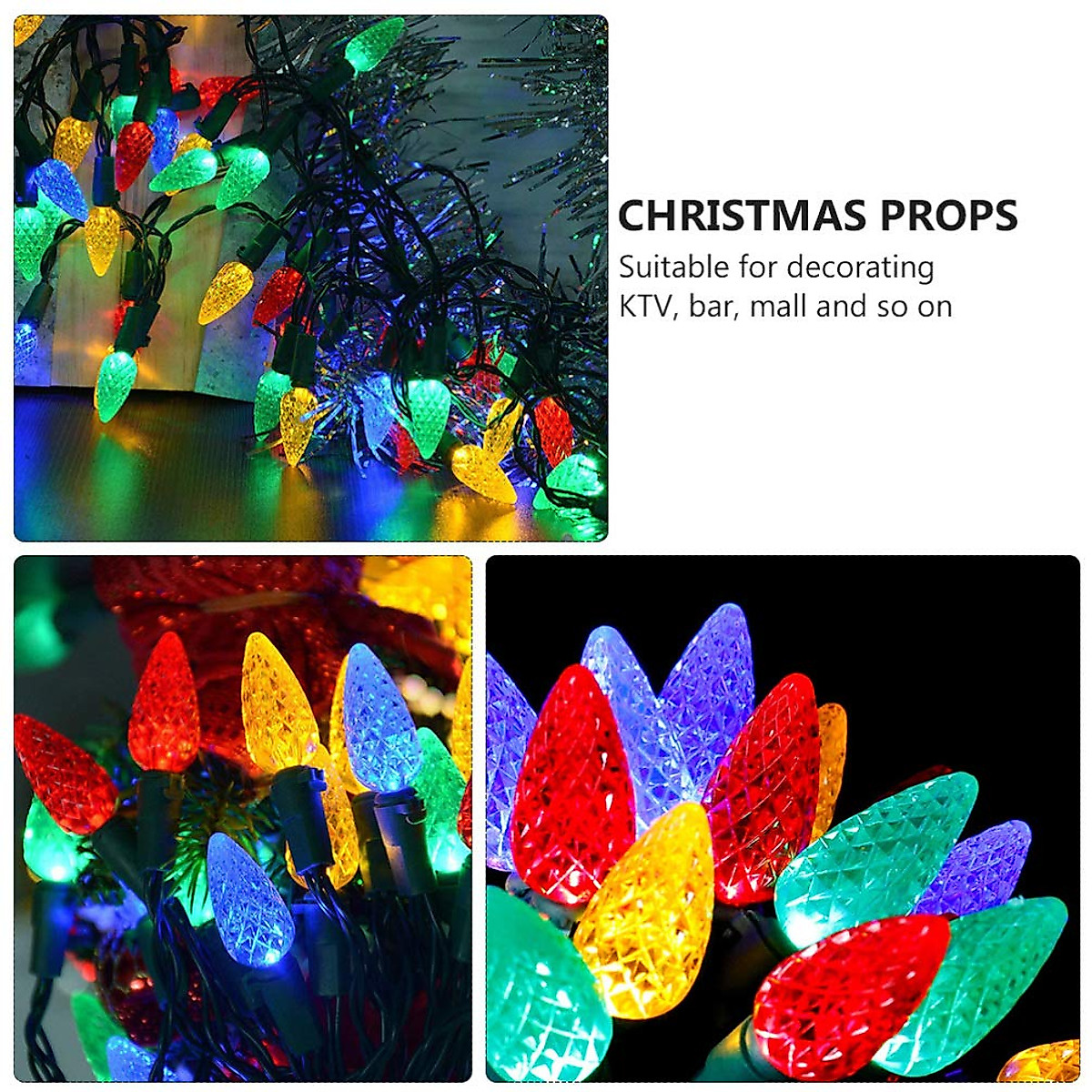 SOLUSTRE Outdoor Decor Strawberry String Lights LED Christmas Tree Hanging Lights Christmas Night Lights for Wedding Party Bedroom Outdoor Decoration (No Battery) Led String Lights