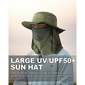 Zylioo XXL Oversized UV Sun Hats with Flaps,Big Size Boonie Hat with Drape Beach Hats with Neck Protection Sun Hat with Neck Flap