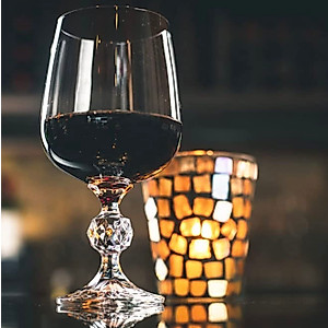 Czech Bohemian Crystal Glass Wine Glasses 8oz./230ml. Set of 6 "Sterna" Vintage Design Elegant Stem Goblets Wine Champagne Wedding Birthday Housewarming Anniversary