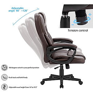Furmax Office Executive Chair High Back Adjustable Managerial Home Desk Chair, Swivel Computer PU Leather Chair with Lumbar Support (Brown)