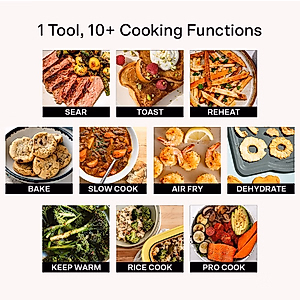 Brava Glass: 10-in-1 Touchscreen Countertop Smart Oven, Glass Door, Wireless Thermometer, Air Fryer, 6-Slice Toaster, Slow Cooker, Reheater, Dehydrator, Rice Cooker, Auto-Shut Off, 1800W