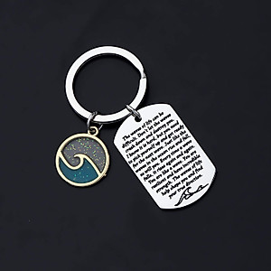 UJIMS Inspirational Quote Gift Ocean Wave Keychain The Waves Of Life Can Be Difficult Encouragement Jewelry for Her (Ocean Wave Keychain)
