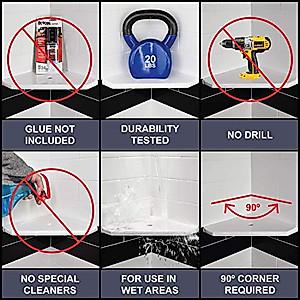 Questech Décor 8 Inch Corner Shower Shelf and 5 Inch Shower Caddy Soap Dish, Metro Flatback Wall Mounted Bathroom Shower Organizer, Bright White Polished