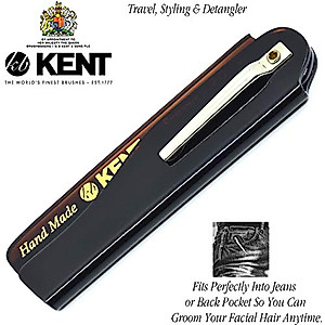 Kent 20T Handmade Folding Pocket Comb for Men, Fine Tooth Hair Comb Straightener for Everyday Grooming Styling Hair, Beard or Mustache, Use Dry or with Balms, Saw Cut Hand Polished, Made in England