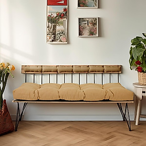 ROFIELTY Bench Cushion 30x14 Inch. Soft Outdoor Swing Cushion. with Non-Slip Bottom, Tufted Window Seat Cushion for Many Scenarios of Use. (30x14, Plush-Khaki)