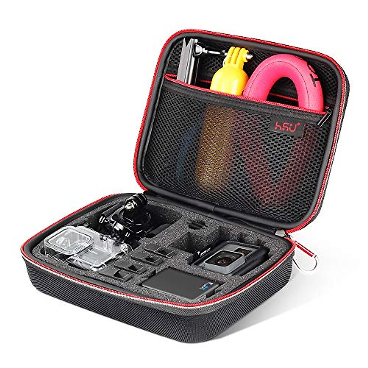 HSU Middle Protective Carrying Case for GoPro Hero 11, 10, 9, 8, Hero 7 Black, Hero 6,5, 4, LCD, Black, 3+, 3, 2 and Accessories, Compact and Safe Action Camera Travel Storage Solution for Adventurers
