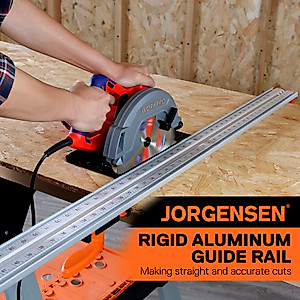 JORGENSEN 100in Circular Saw Guide with 50in Straight Cut Extension Rail - For Woodworking, Contractors, Carpenters and DIY