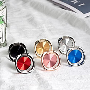 [2 Pack] Rounded CD Texture Cell Phone Ring Holder Stand, 360 Degree Rotation Finger Ring Kickstand with Polished Metal Phone Grip, Smartphone Accessories (Silver)