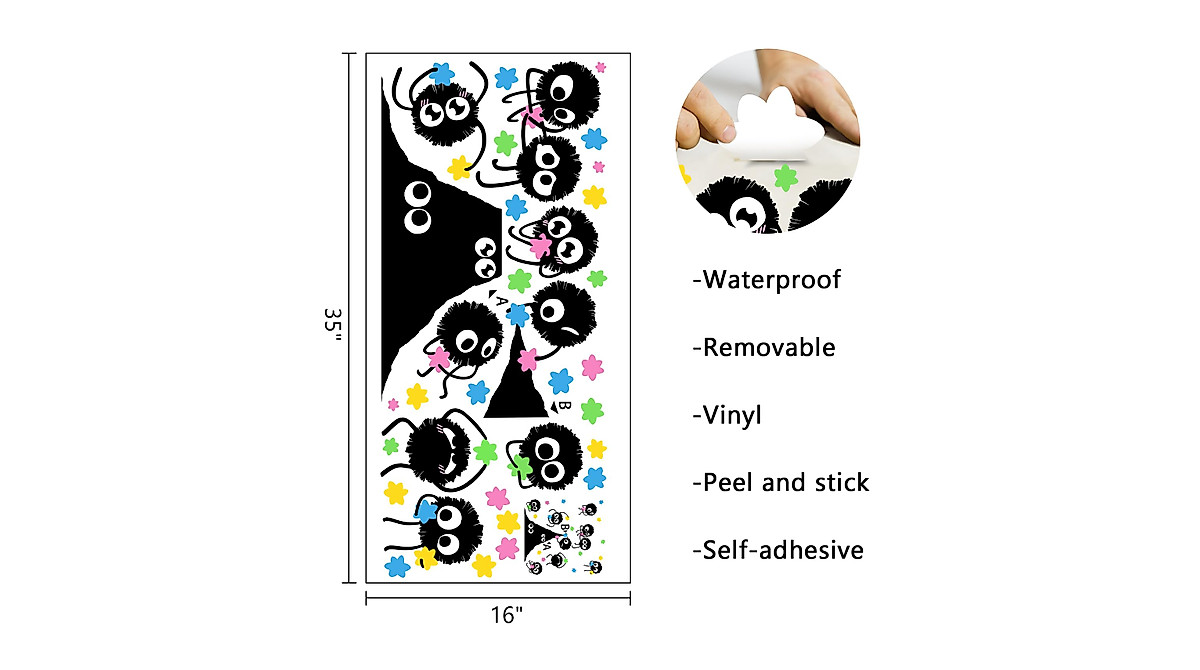 Colorful Mfault Soot Sprites Wall Decals for Kids Rooms