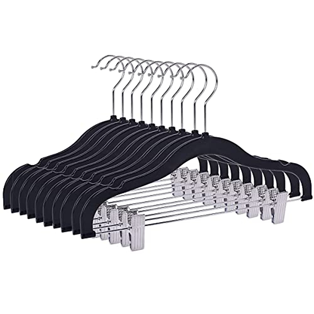 Quality Kids Children's Plastic Non Velvet Non-Flocked Thin Compact Shirt and Skirt/Pant Bundle Coat Hangers with Metal Clips for Skirts Pants Blouses 360° Swivel Hook, Jacket, Shirt, Pants,