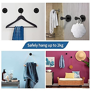 Cionyce 2 PCS Bathroom Towel Hooks, Black Stainless Steel Wall Mounted Robe Hook Round Coat Hooks, Heavy Duty Clothes Hanger for Bathroom, Bedroom, Living Room, Office (2 Inch)