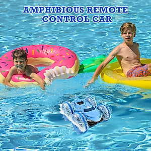 FUUY Amphibious Waterproof Remote Control Boat: RC Car Monster Truck with Lights 4WD Gesture Hand Controlled Water Beach Pool Toys Kids Gifts for Boys Pool Toys