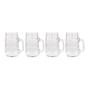 Circleware Simply Mason Jar Mug Shot Glasses with Handle, Set of 6, Party Home Entertainment Dining Beverage Drinking Glassware for Brandy, Liquor, Bar Decor, Jello Cups, 4.7 ounce, Clear (66993)