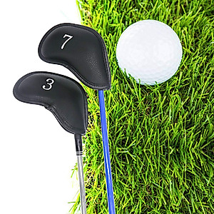 HISTAR Golf 10pcs Thick Synthetic Leather Golf Iron Head Covers Set Headcover Fit All Brands Titleist, Callaway, Ping, Taylormade, Cobra, Nike, Etc