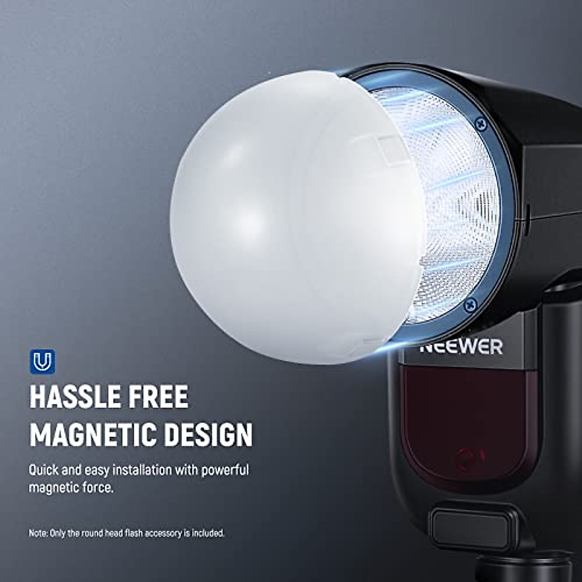 NEEWER Magnetic Dome Diffuser for Round Head Speedlite Flash ...