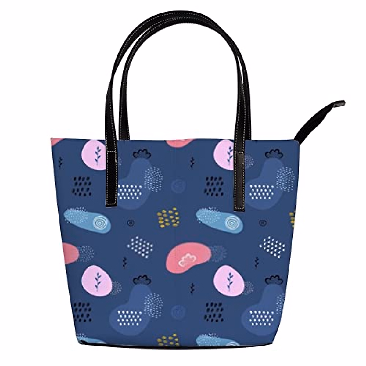 Fashionable women's handbag tote bag, Spotted and Textured Figuresprinted shoulder bag is light and durable