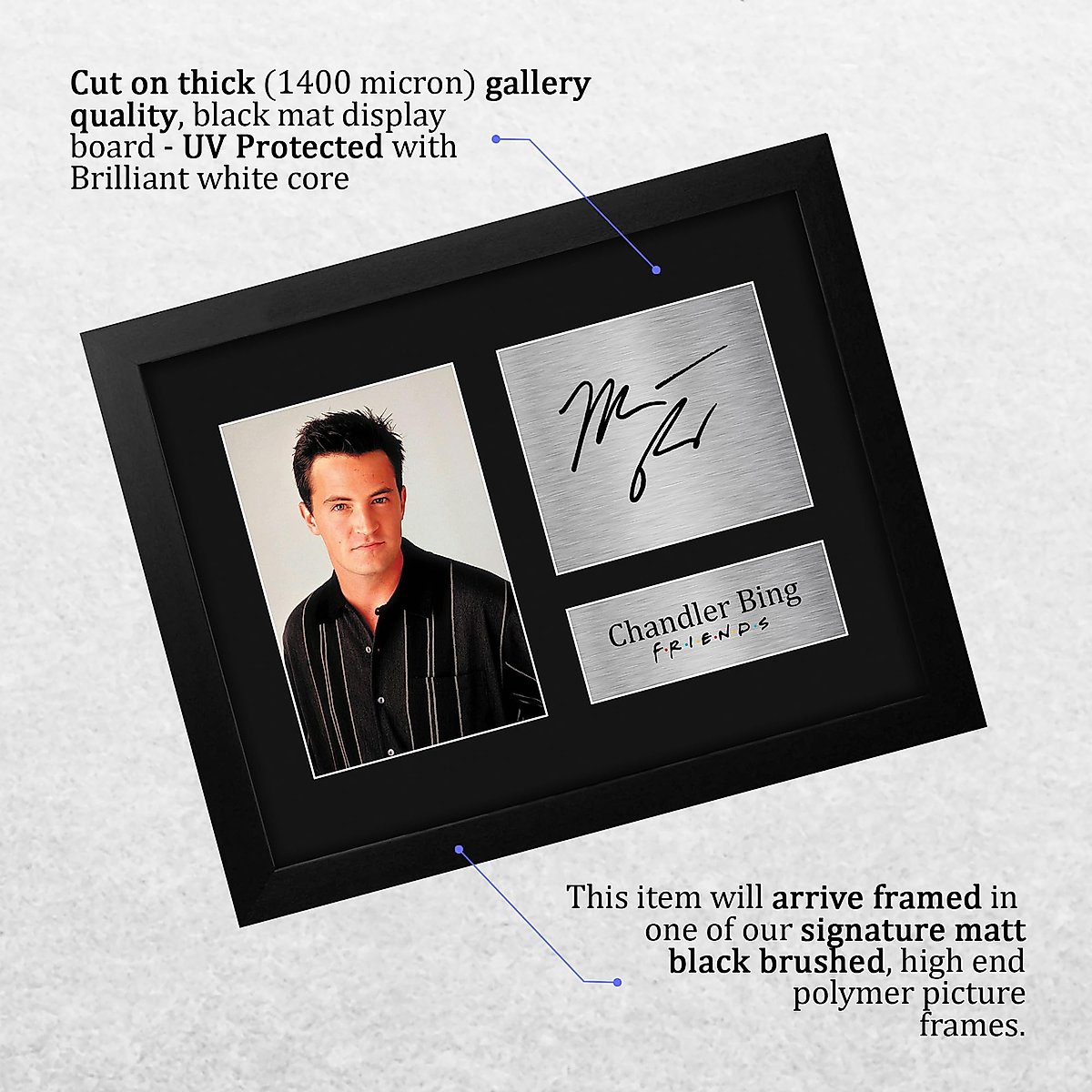 HWC Trading Chandler Bing Friends Signed Printed Autograph Print Photo Matthew Perry Framed Gift Picture Display - US Letter Size