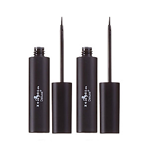 Italia-Deluxe Makeup 2pcs of Classic Liquid Eyeliner 201 Matte Black Eye Liner Vitamin E + ZipBag