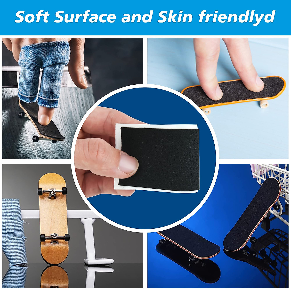 Haisalin 6Pcs Fingerboard Foam Grip Tape, 110mm x 38mm Fingerboard Grip Tape, Foam Finger Tape for Fingerboard