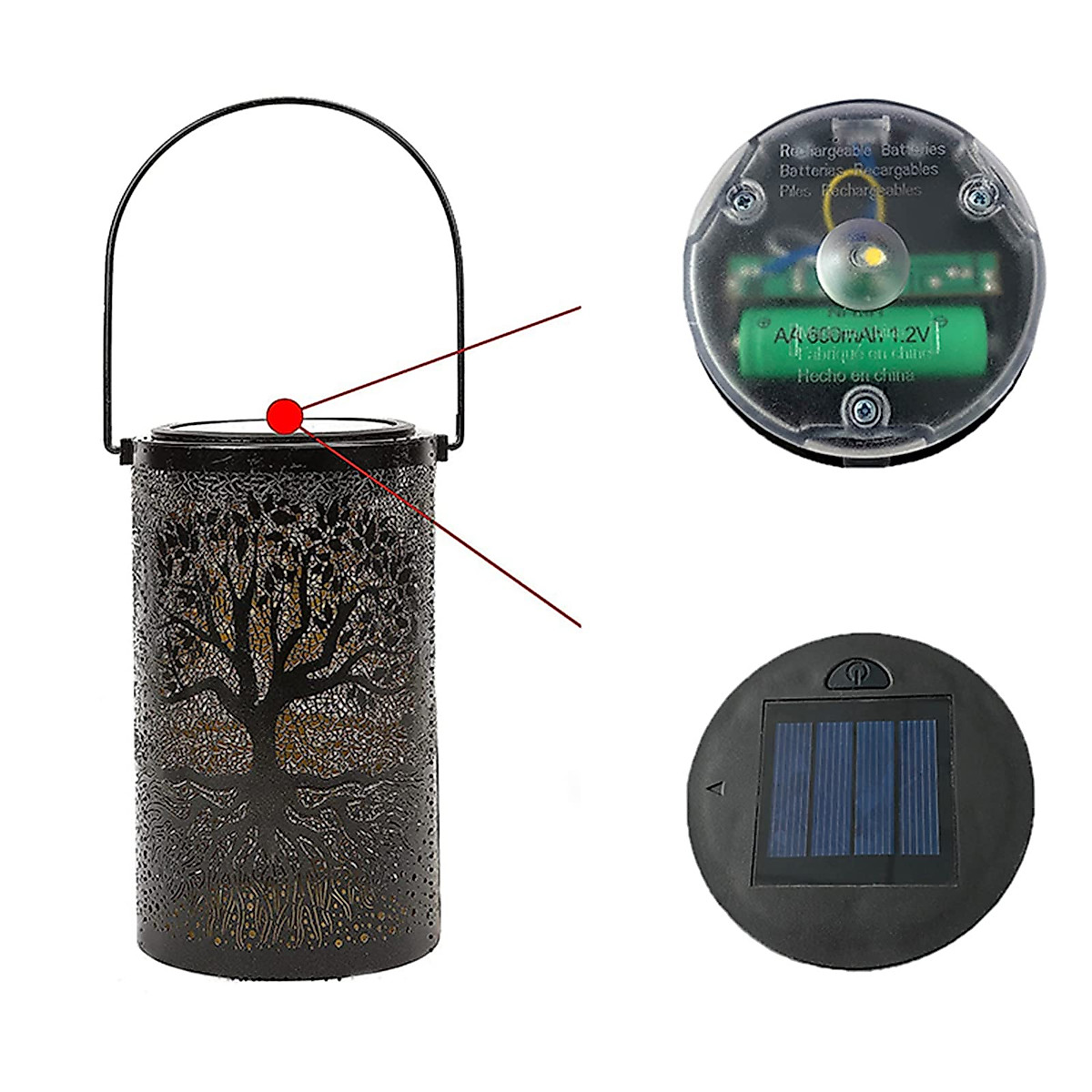 Ruiqas Solar Light Energy Saving Lamp Indoor Outdoor Hollow- Out Leaves Bucket Light Waterproof Lamp for Patio Garden Home Decoration