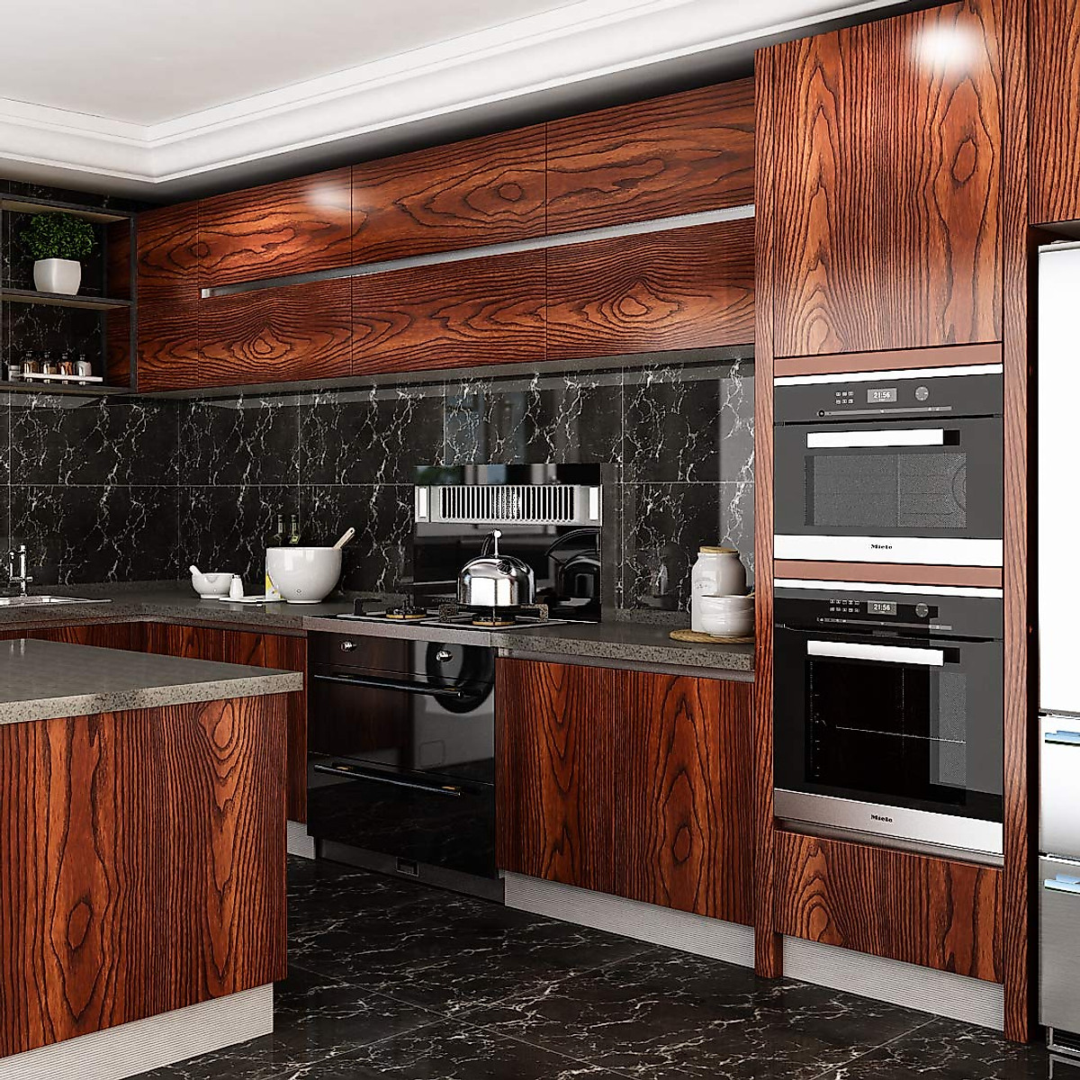 Livelynine Cherry Wood Contact Paper for Cabinets Desk Table Top Peel and Stick Cabinet Covering Mahogany Wood Grain Wallpaper Adhesive Liner Laminate Sheet Veneer Furniture Vinyl Wrap 15.8X78.8