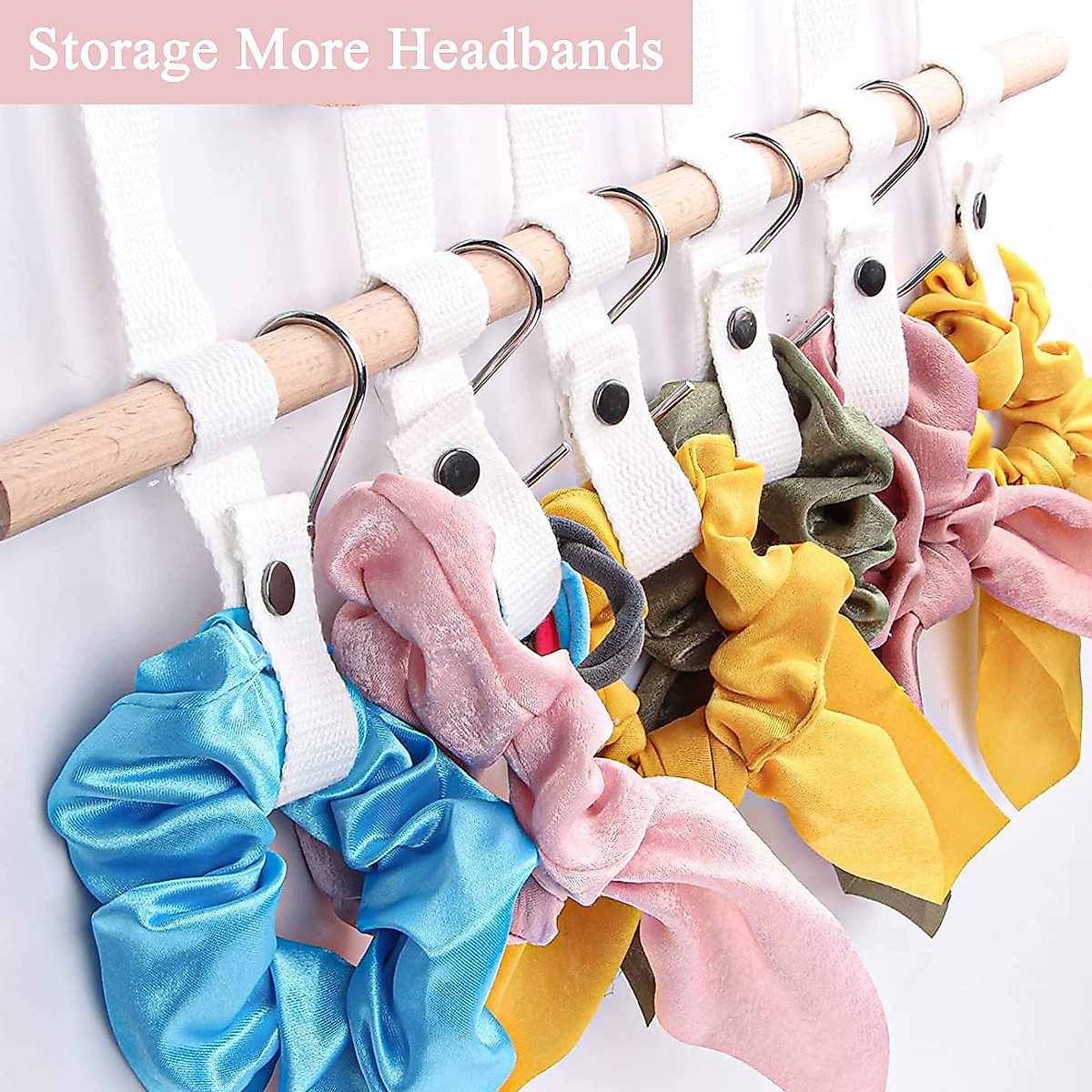 LIOUCBD Bow Holder for Girls Hair Bows, Hair Accessories Headband Holder Organizer, Bow Hanger with Hooks, Hair Clips Storage for Girls Room Nursery Home Decor 23.6 inch(White)