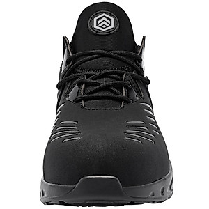 LARNMERN Steel Toe Shoes for Men Waterproof Slip Resistant Work Sneakers Athletic Durable Lightweight Comfortable Water Resistant Indestructible Construction Tennis Air Cushion(10 Men, Black)