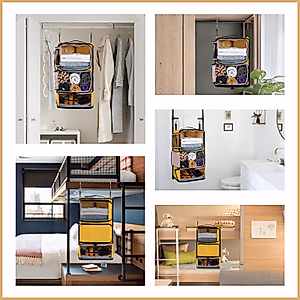 Surblue Hanging Shelves Travel Compression Packing Cube for Carry-on Luggage Suitcase Collapsible Transformable Garment Closet Organizers Large Capacity, Yellow, XL