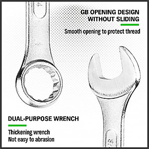 SWANLAKE 26PCS Combination Wrench Set with Roll-up Pouch, wrench set metric and standard, SAE 1/4” - 1” and Metric 8mm - 24mm