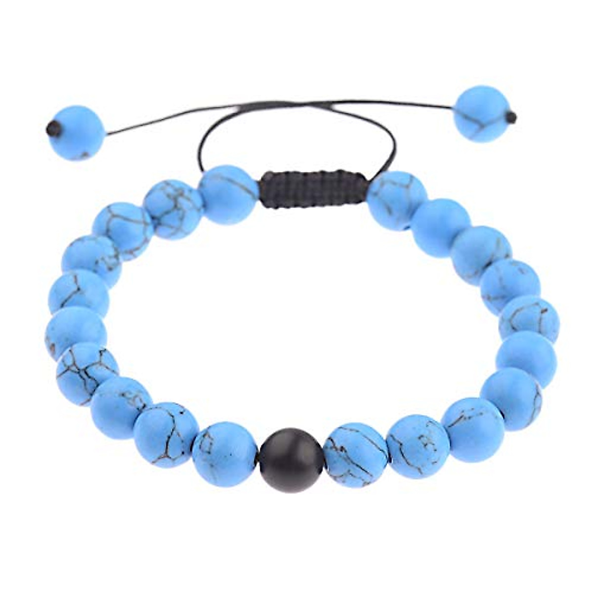 8mm Distance Bracelet Lover Couple Relationship Natural Stone Beads Yoga Bracelet Strand Stretch Bracelet Couple Jewelry for Him or Her Men and Women (Blue)