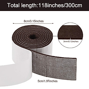 Shappy 2 Packs Felt Strips with Adhesive Backing Non Slip Felt Furniture Pads Adhesive Roll Tape for Protecting Hardwood Floors Chair Wall Protector(Dark Brown,120 x 2 x 0.12 Inch)