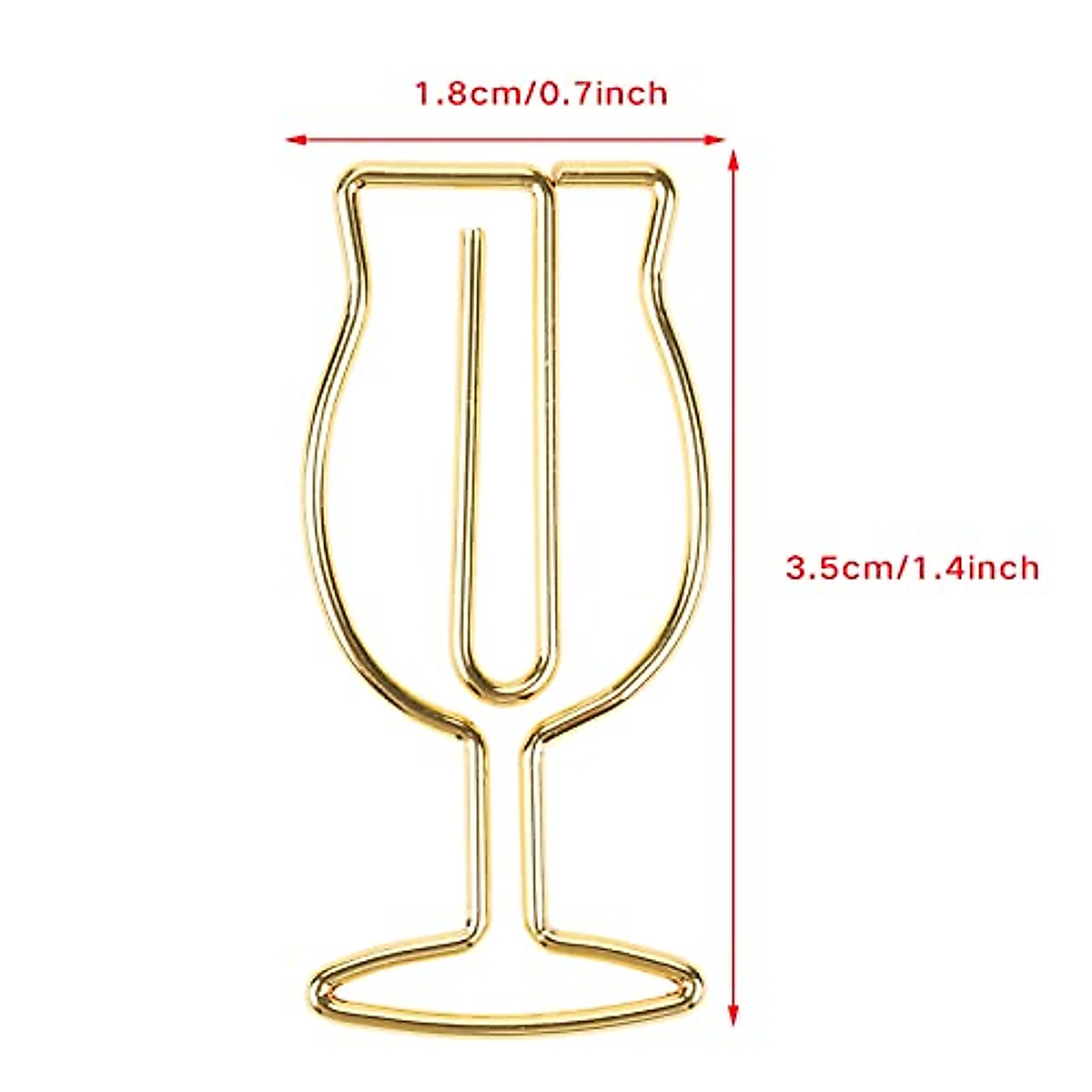 10pcs Gold Paper Clips, Electroplating Metal Goblet Shaped Paper Clip Funny Stationery Bookmark Marking Clip Works as Paper Clips, File Clips, Bookmarks