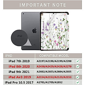 Soft TPU Case for iPad 10.2 / Air 3 10.5 2019 / iPad Pro 10.5 2017, Auto Sleep/Wake with Apple Pencil Holder [Anti Fingerprint][Anti Dirt][Waterproof][Anti Scratch] Case Cover (Country Garden)