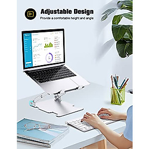 RIWUCT Adjustable Laptop Stand, Ergonomic Laptop Riser Holder for Desk, Aluminum Sturdy Dual Rotation Axis Foldable Computer Stand, Compatible with MacBook Pro All Notebooks 10-16" (Silver)