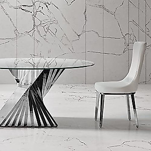 Zuri Furniture Modern Norma Dining Chair - White with Polished Stainless Steel Base