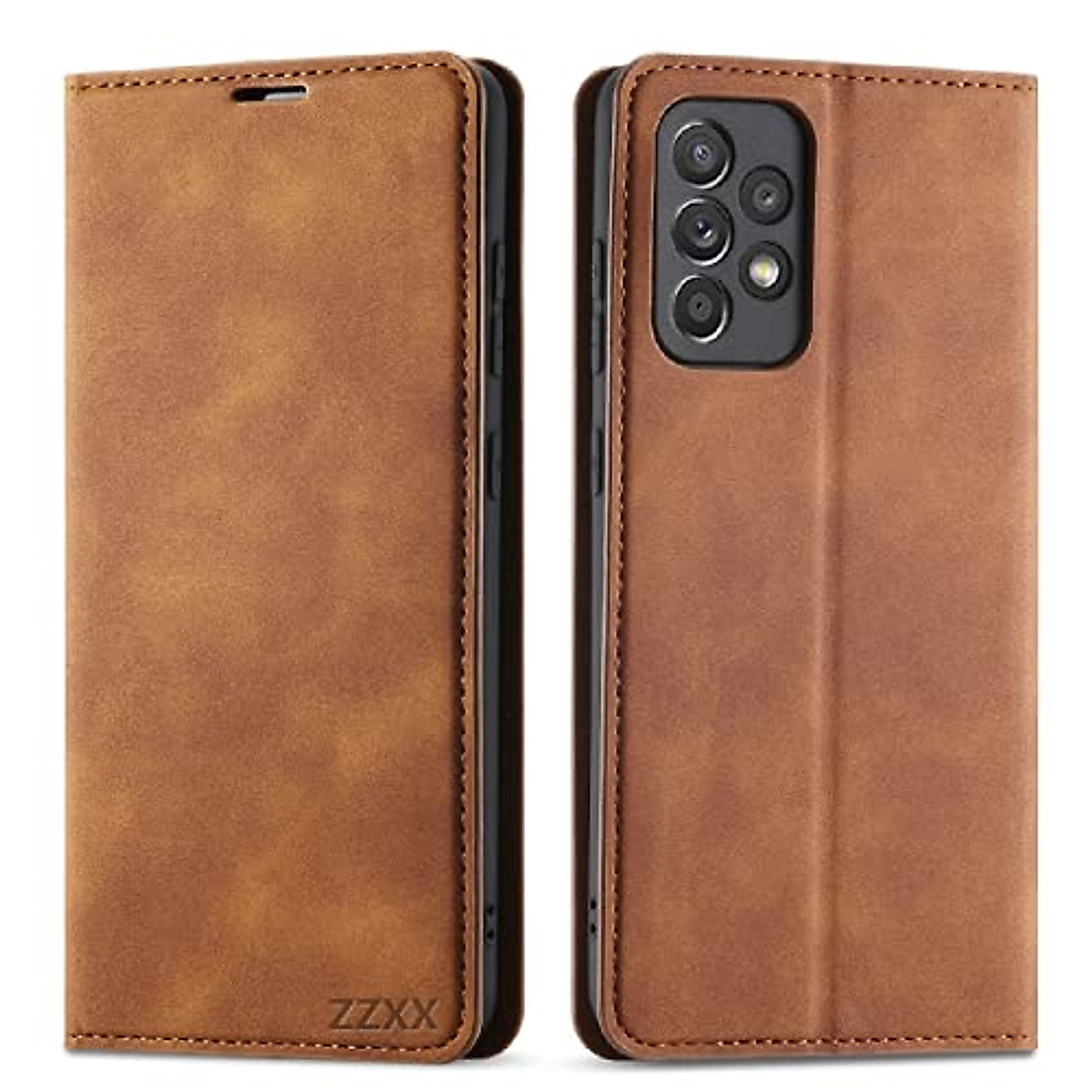 ZZXX for Samsung Galaxy A52 5G Case Wallet,Galaxy A52 Wallet Case with Card Holder Kickstand Magnetic Soft Leather Flip Fold Case for Samsung Galaxy A52S 5G Case(Brown 6.5 Inch)