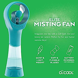 O2COOL 2 Pack Elite Battery Powered Handheld Water Misting Fans (Teal)