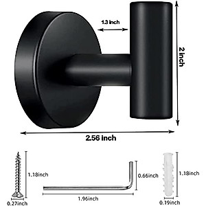 LGSFTBFS 6 Pack Black Towel Hooks, Bathroom Hook SUS304 Stainless Steel Coat Robe Clothes Hook Modern Hook Holder for Bathroom Kitchen Garage Hotel Office Wall Mounted