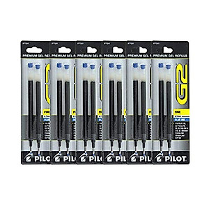Pilot G2, Dr. Grip Gel/Ltd, ExecuGel G6, Q7 Rollerball Gel Ink Pen Refills, 0.7mm, Fine Point, Black Ink, 3 Packs of 2