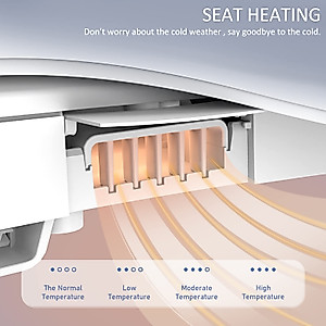 KUNPENG Bidet Toilet Seat Elongated: Electronic Bidet Toilet Seat with Heated Bidet, Warm Water Washing, Hot Air Dryer, Remote Control, Self Cleaning Full Stainless Nozzle, LED Night Light