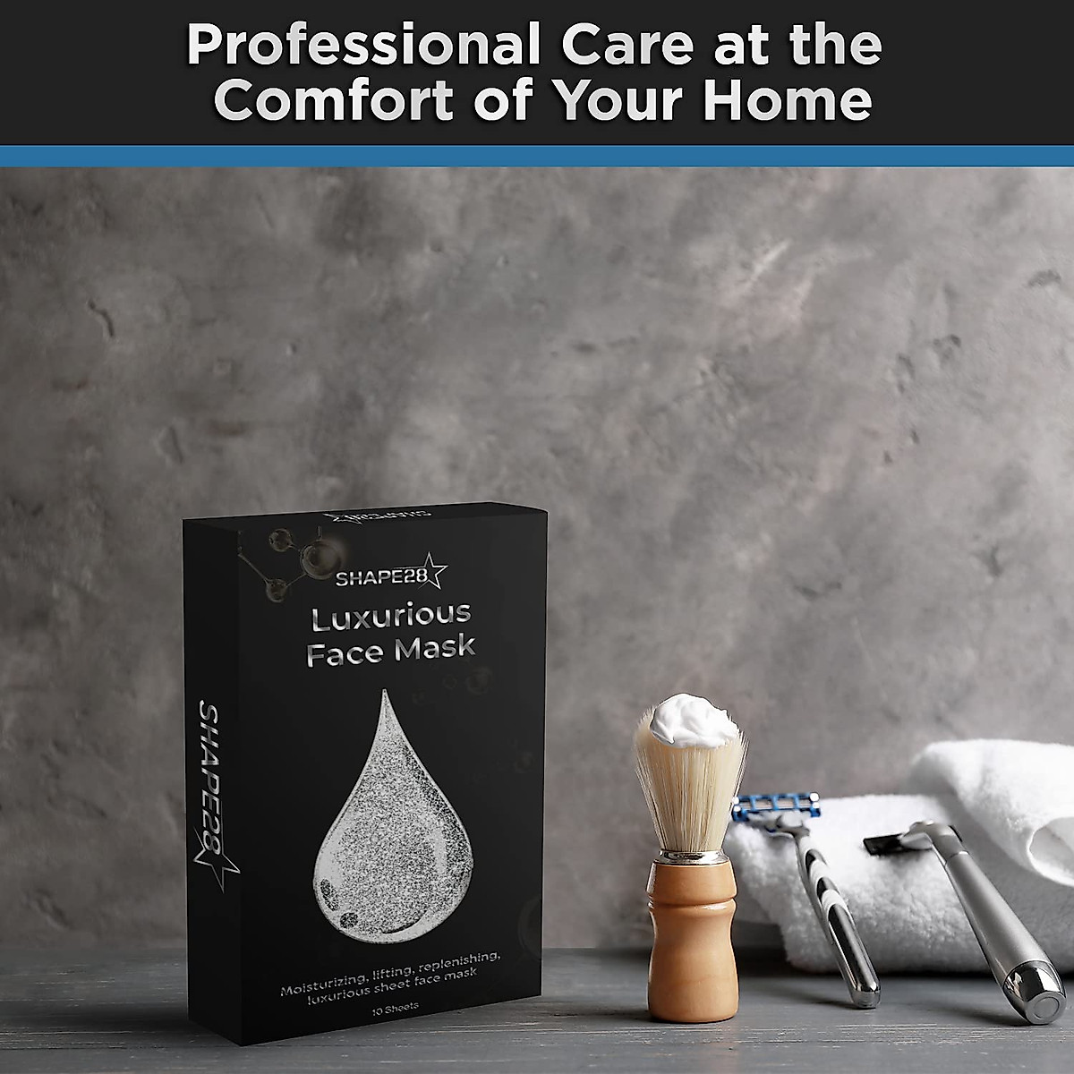 Shape28 Luxurious Face Mask For Men Skin Care Deep Cleansing Hydrating Face Mask Sheet 10 Sheets Minimize Pores Anti Aging Facial Mask