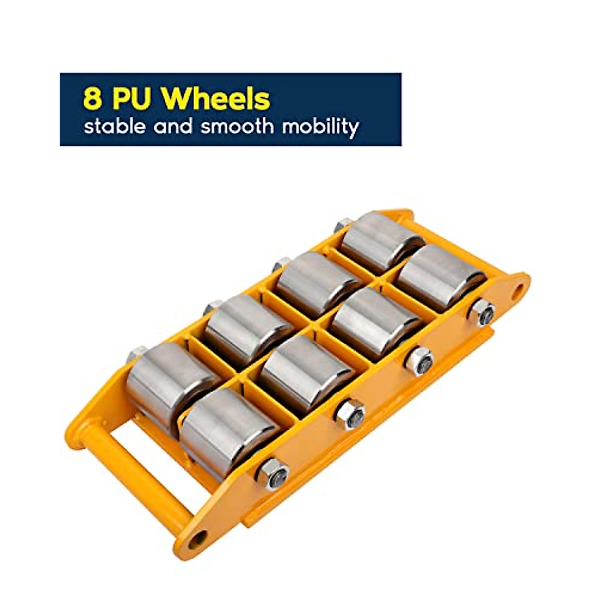 Cuilvu 26400lbs Machinery Moving Skate 12T Machinery Skate Dolly Machinery Mover Skate with 360° Rotation Cap & 8 Steel Rollers Dolly Machinery Skate for Industrial Moving Equipment, Yellow