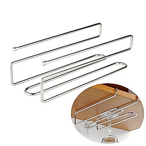 DOITOOL Wall Mounted Stemware Rack, Glass Hanger, 15 in L x 10 in W x 6 in H, Silver