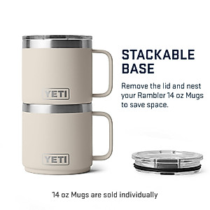 YETI Rambler 14 oz Stackable Mug, Vacuum Insulated, Stainless Steel with MagSlider Lid, Cape Taupe