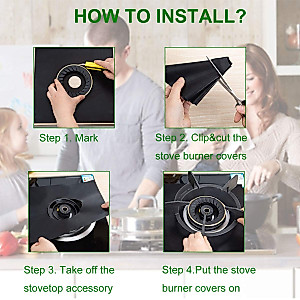 Gas Stove Burner Liners, 10 Pack Non-Stick Reusable Gas Range Protectors Stove Top Covers for Gas Burners Heat-resistant,Double Thickness, Dishwasher Safe 10.6”x10.6”