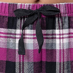Fruit of the Loom Women's Waffle V-Neck Top and Flannel Pant Sleep Set, Black/Berry Plaid, X-Large