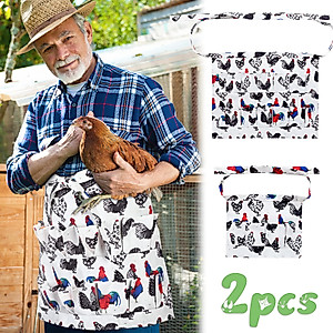 2 Pieces Chicken Egg Apron, Adult and Kid Size, 12 Deep Pockets Hen Duck Goose Eggs Holder Aprons Eggs Collecting Gathering Holding Apron for Farmhouse Kitchen Home Workwear
