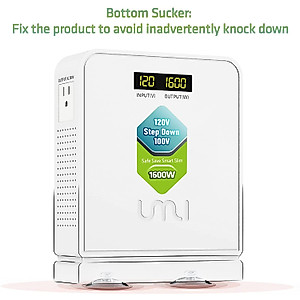 120V to 100V Voltage Converter 1600watts Step Down toroidal Voltage Converter for Japan appliances Used in US［CE, CQC Certified］